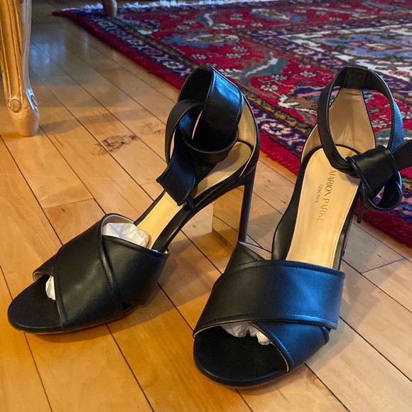 Marion Parke | Shoes | New Marion Parke Leah Black Leather Ankle Tie ...
